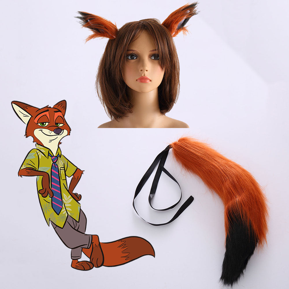 Zootopia Costume The Fox Nick Wilde Cosplay Ears and Tail Accessories ...