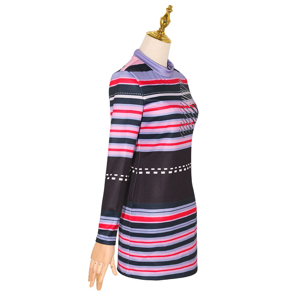 Beetlejuice Astrid Deetz Multi Color Stripe Cosplay Costume for Women ...