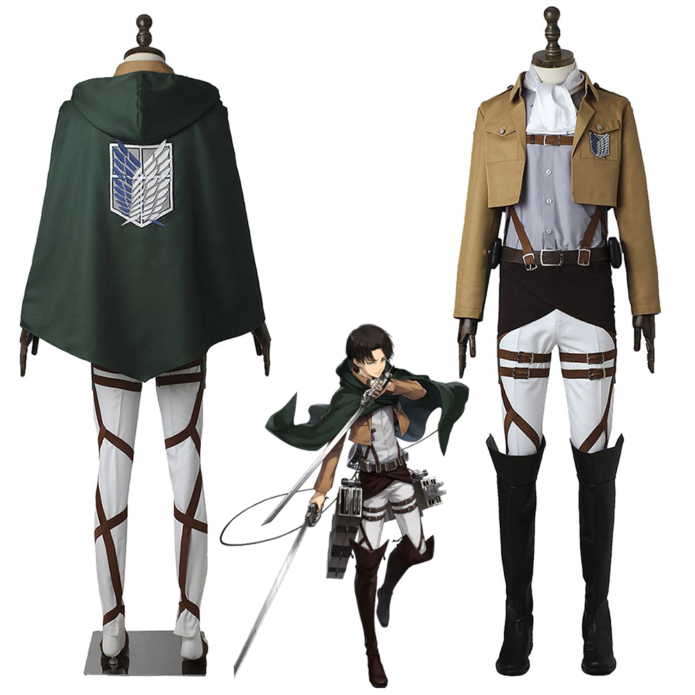 Anime Attack On Titan Costume Levi Ackerman Scout Regiment Cosplay Bat ...
