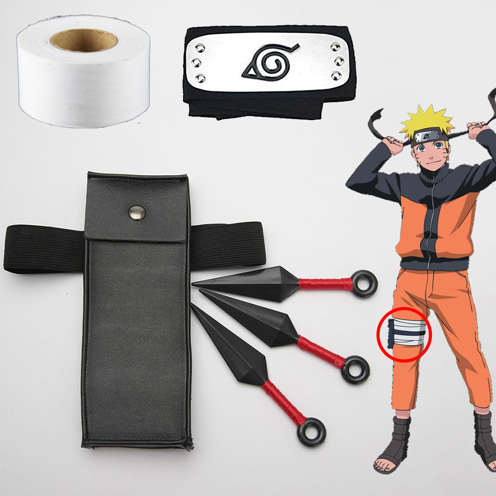 Naruto Costume Naruto Ninja Pack with 3 Kunai Headband Leg Band Bag ...