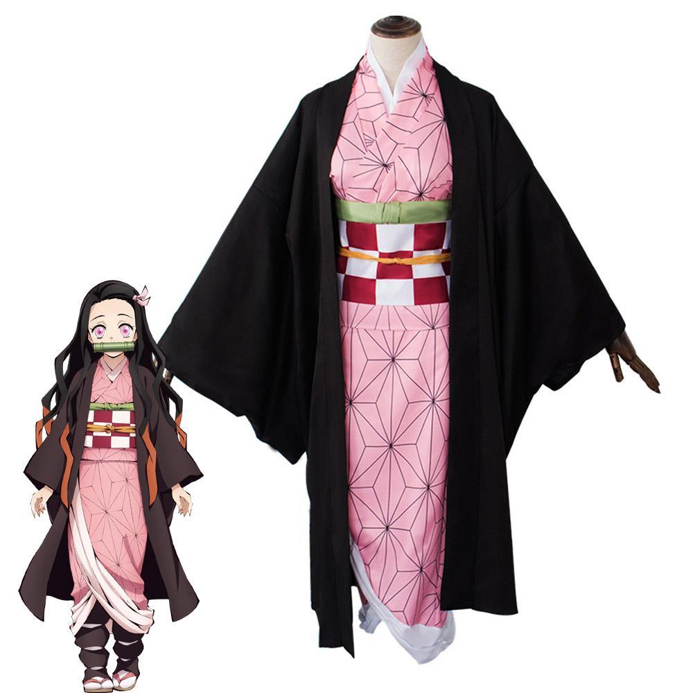 Demon Slayer Cosplay Sets Kamado Nezuko Costume Full Kimono Set – Jolly ...