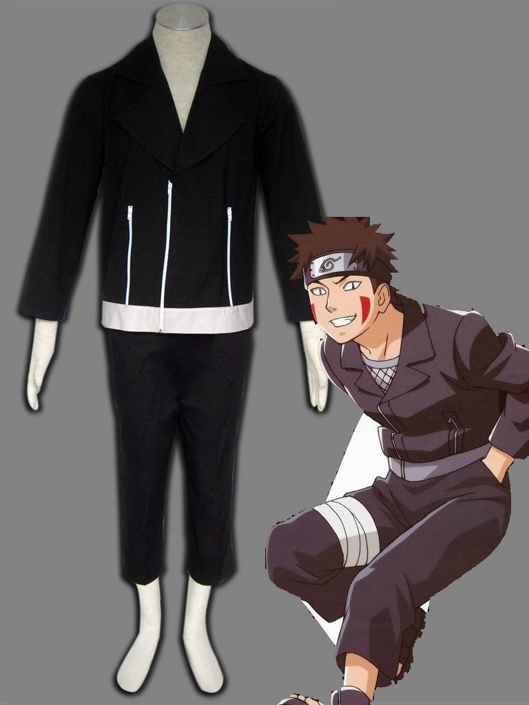 Men and Kids Naruto Shippuden Costume Inuzuka Kiba 2nd Cosplay Set ...