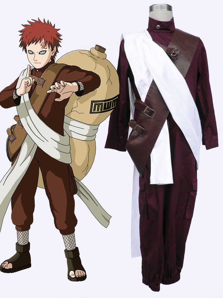 Men and Kids Naruto Costume Gaara 2nd Cosplay Set Halloween Costume ...